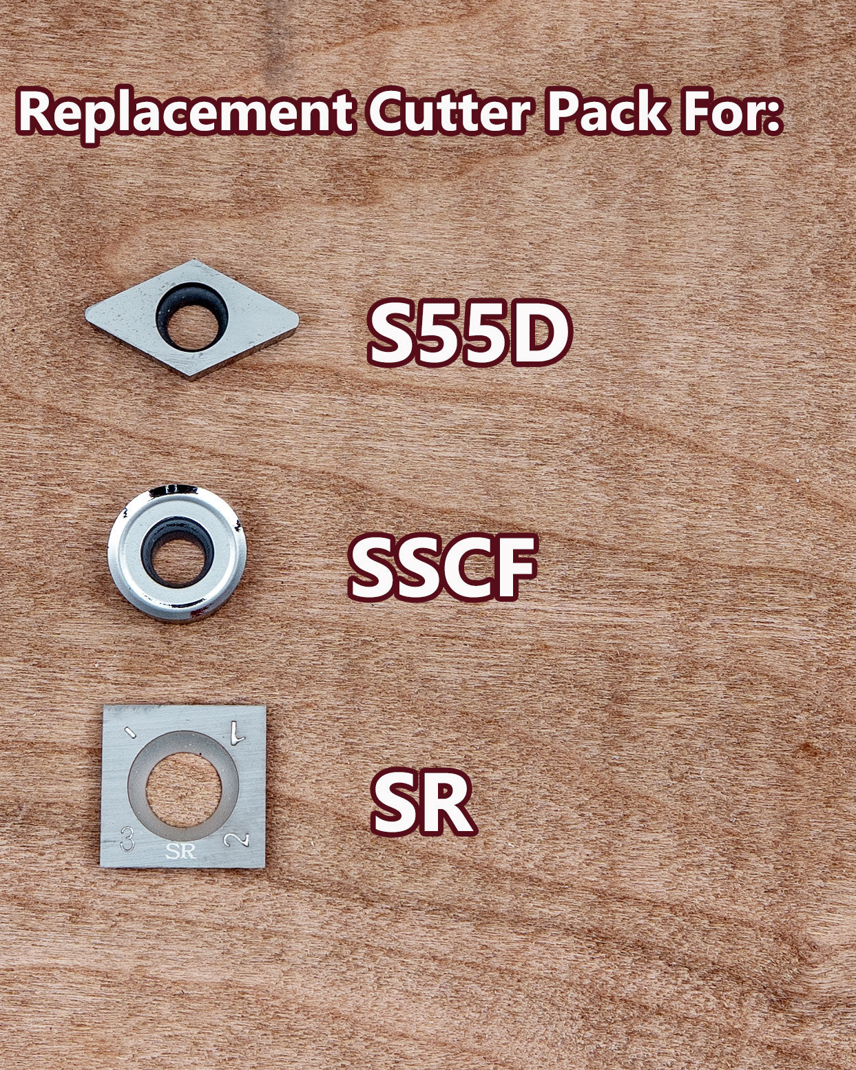 Carbide Cutter Replacement Pack - SSCF, SR, S55D | Simple Woodturning Tools
